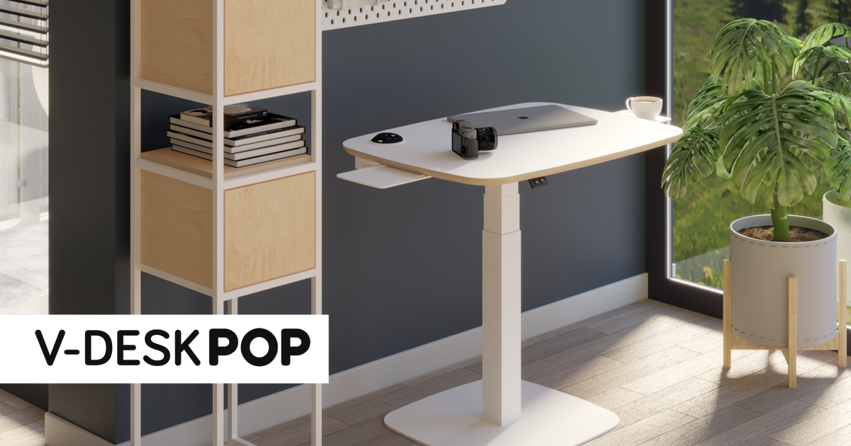 V-Desk Pop 80cm with electric socket & shelves – V-DESK – inspired by ...